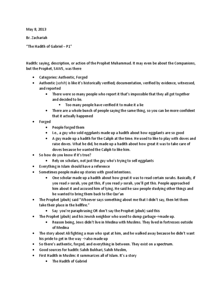 Understanding the Hadith of Gabriel | PDF | Muhammad | Prophets And ...