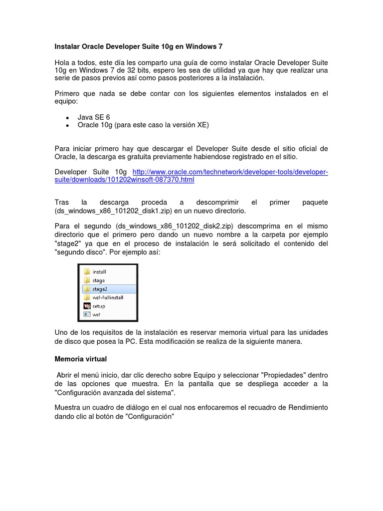 Instalar Oracle Developer Suite 10g en Windows 7 | PDF | Windows 7 | Archivo de computadora