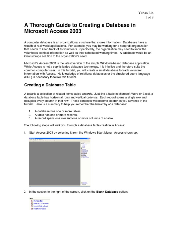 MS Access - How To Create A Database in | PDF | Computers