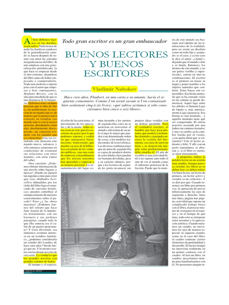 Buenos Lectores y Escritores en Nabokov | PDF | Novelas | Autor