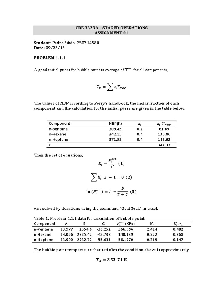 Solved Problems - Flash Distillation | PDF | Thermodynamics | Mechanical Engineering