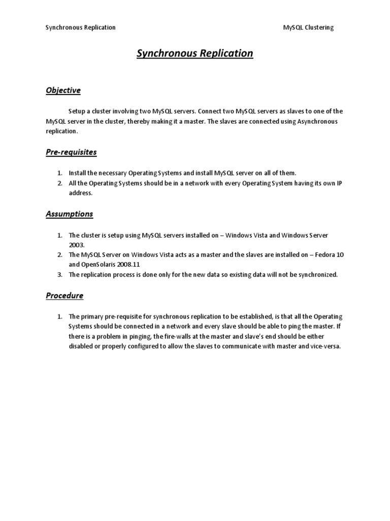 Synchronous Replication Pdf My Sql Replication Computing