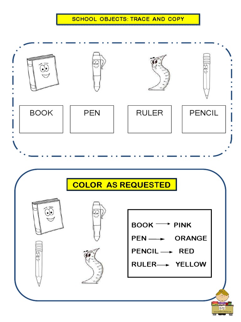 School Objects: Trace and Color | PDF | Home & Garden