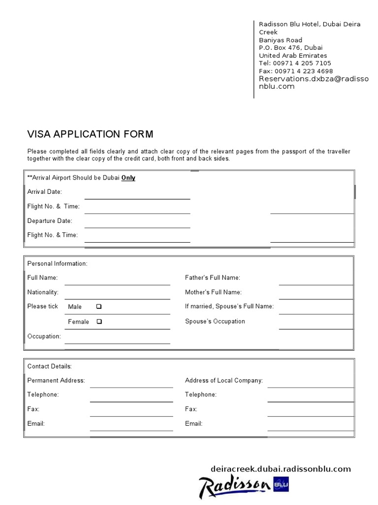 Dubai Visa Application Form | PDF