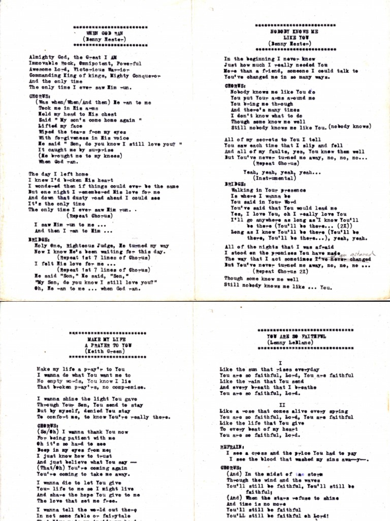 PRC - Lyrics Sheet - When God Ran PDF | PDF | History | Young Adult
