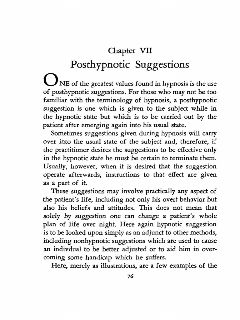 Post Hypnotic Suggestions | Hypnosis | Psychotherapy