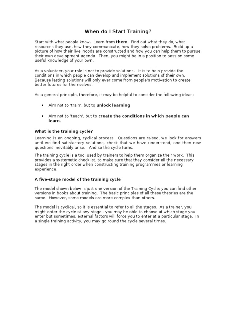 Stages of A Training Cycle | Download Free PDF | Attitude (Psychology ...