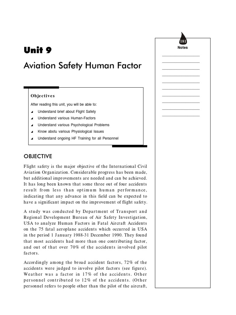 Unit 9 Aviation Safety Human Factor: Objective | Download Free PDF ...