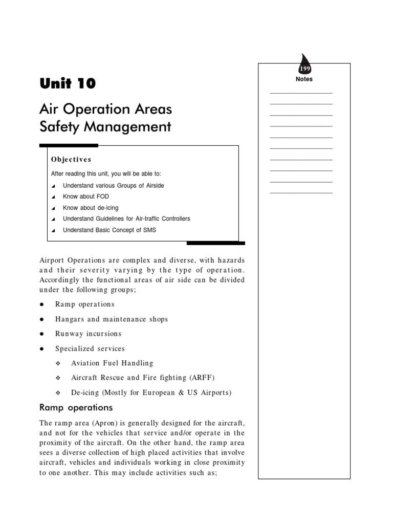Unit 10 Air Operation Areas Safety Management: Objectives | PDF ...
