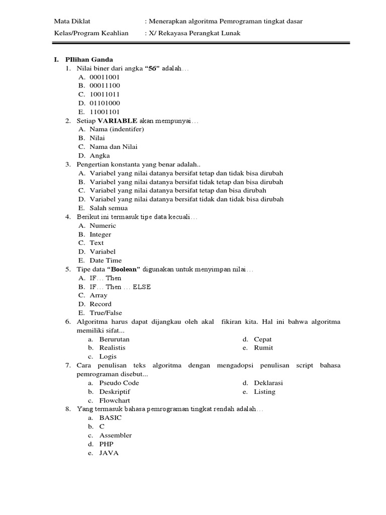 Soal Algoritma | PDF