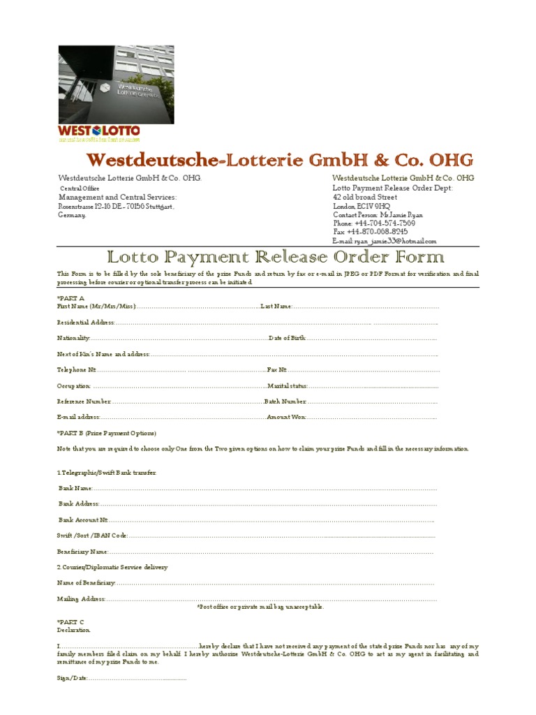 Lotto Payment Release Order Form | PDF | Written Communication ...