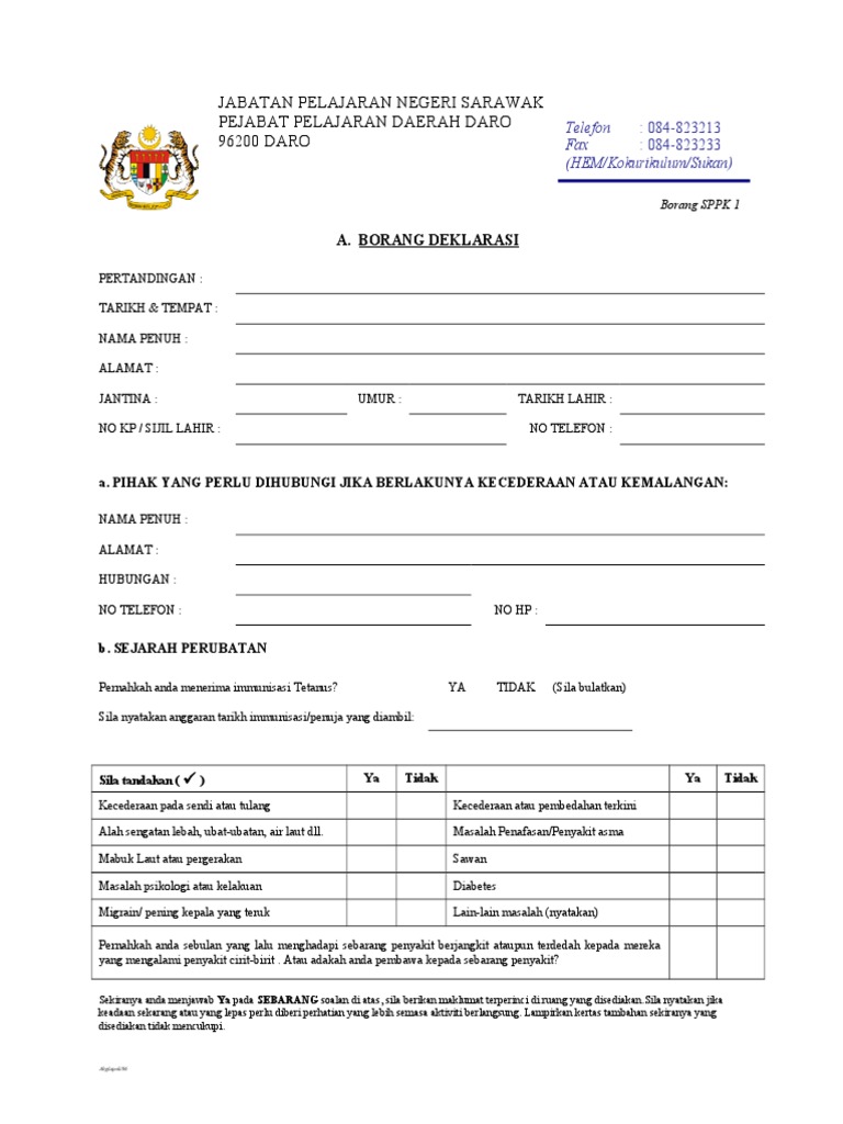 Borang Deklarasi Murid | PDF