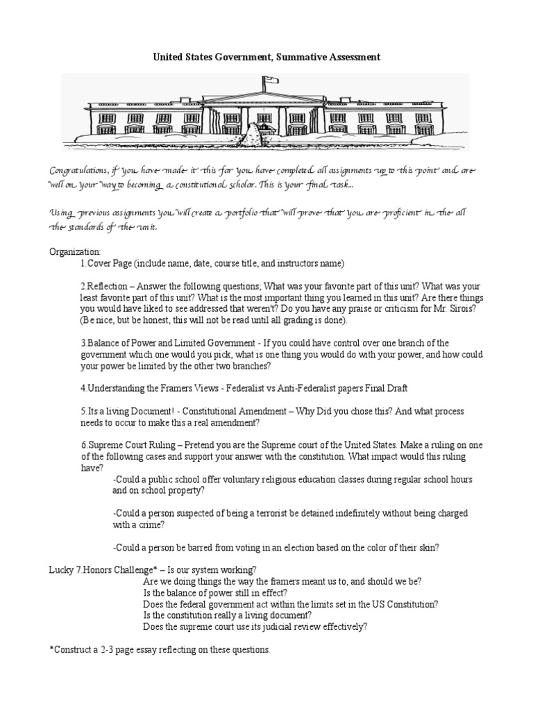 United States Government, Summative Assessment | PDF | Federal ...