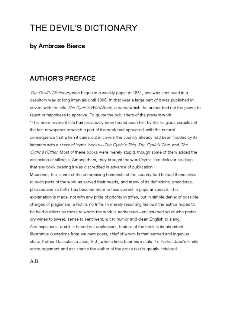 The Devil's Dictionary by Ambrose Bierce | PDF