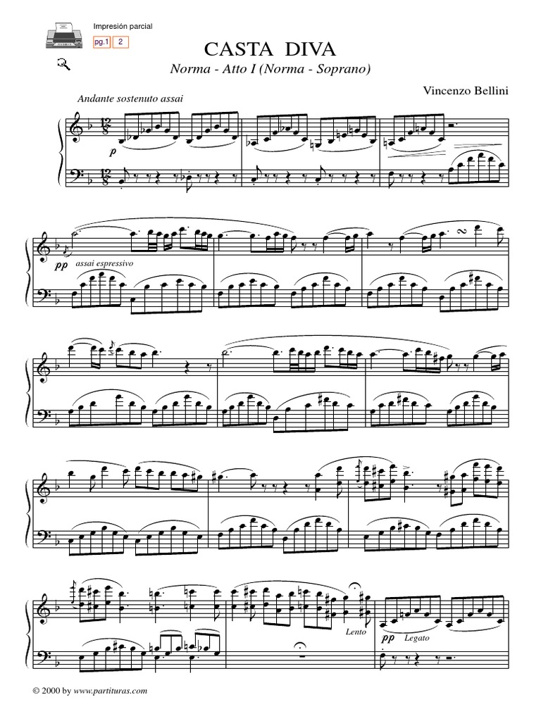 Casta Diva Piano Score | PDF
