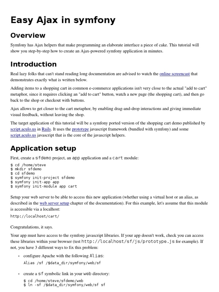 Easy Ajax In Symfony Pdf Java Script Ajax Programming 9027