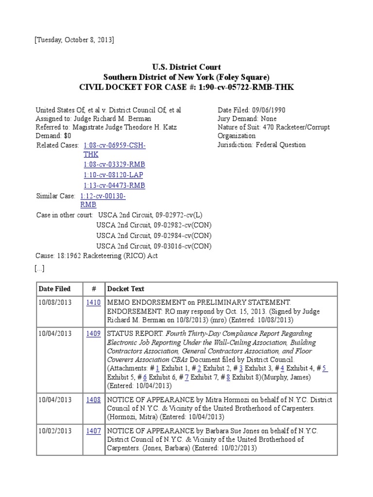 7-18 to 10-8-2013 Civil Docket for Case #90-Cv-5722 RMB-THK | Judge ...