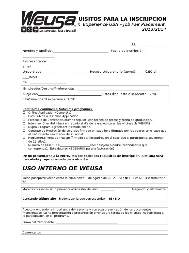 Inscripción - Checklist J1 | PDF | Business