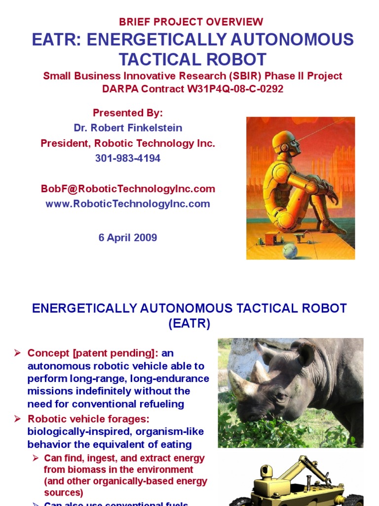Eatr: Energetically Autonomous Tactical Robot | PDF | Internal ...