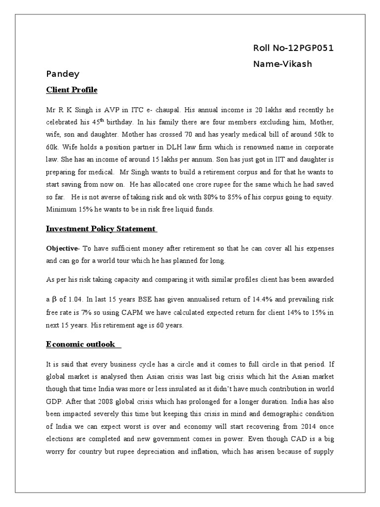 12PGP051 - Intial Investment Report | PDF