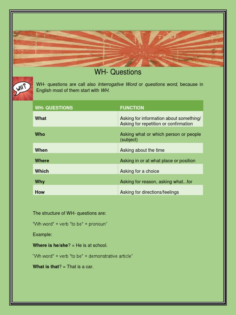Wh-Questions Function | PDF | Question | Linguistics