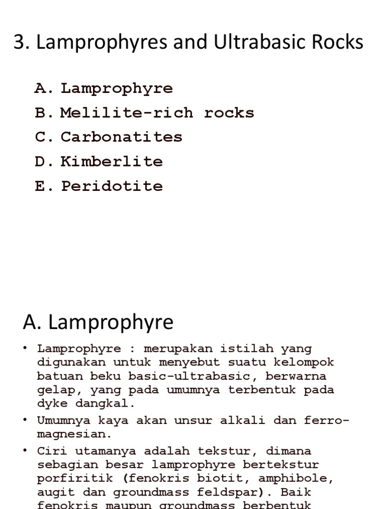 Lamprophyres and Ultrabasic Rocks | PDF | Rocks | Crystalline Solids