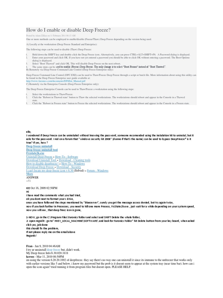 How Do I Enable or Disable Deep Freeze | PDF | Command Line Interface ...