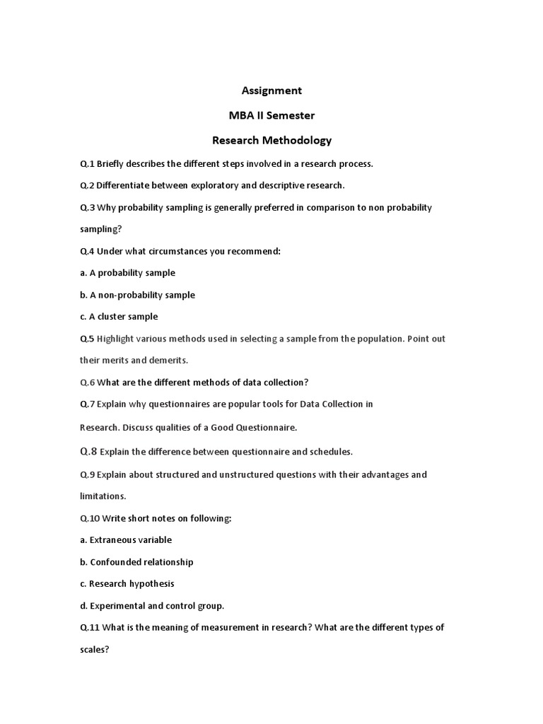 Research Methodology MBA | PDF | Experiment | Data Collection