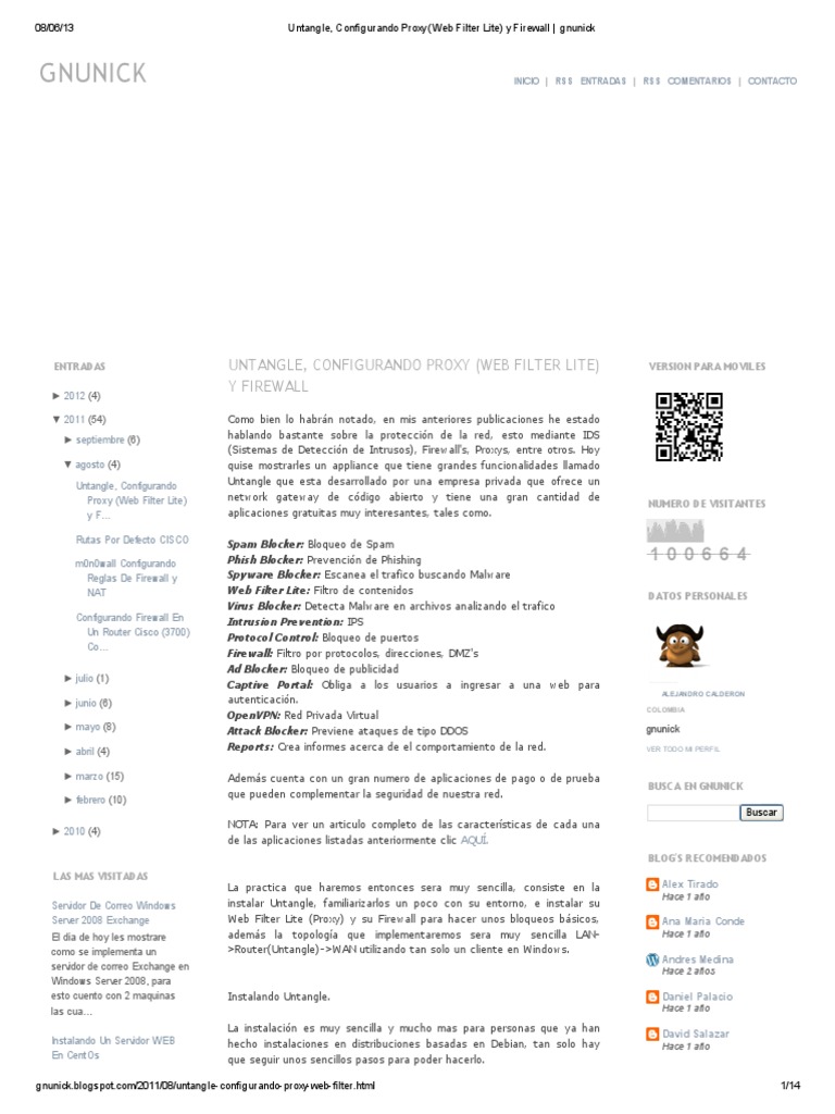 Untangle, Configurando Proxy (Web Filter Lite) y Firewall - Gnunick ...