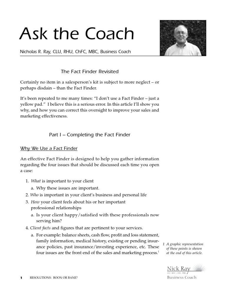 Enhancing Sales with Effective Fact Finders | PDF | Sales | Customer ...