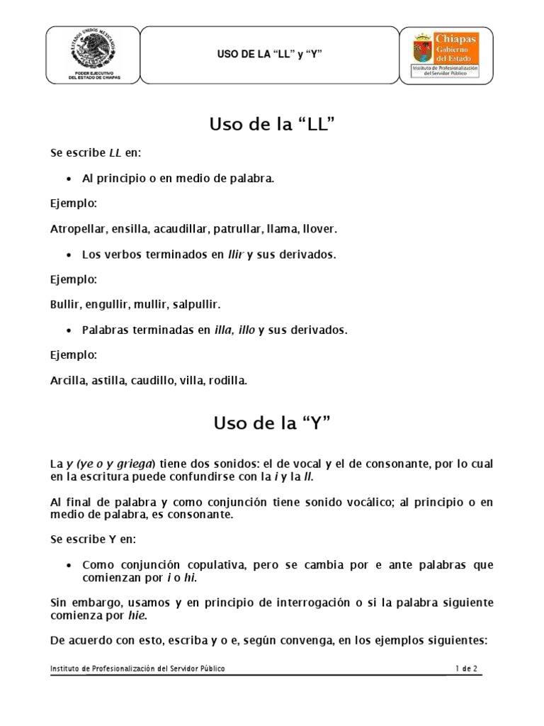 Uso de La "LL" Y "Y" | PDF
