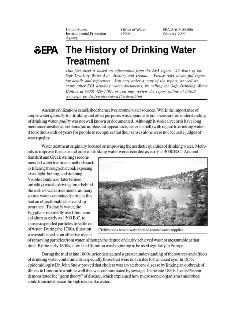 History of Drinking Water Treatment | PDF