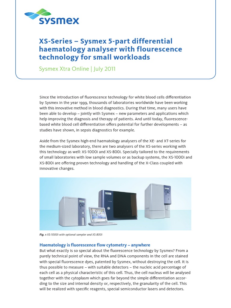 Xtra Online XS-Series-Sysmex 5-Part Diff Analyser With Fluorescence ...