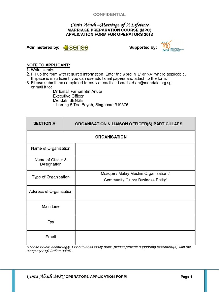 Cinta Abadi MPC - Application Form For Operators - Final | PDF ...