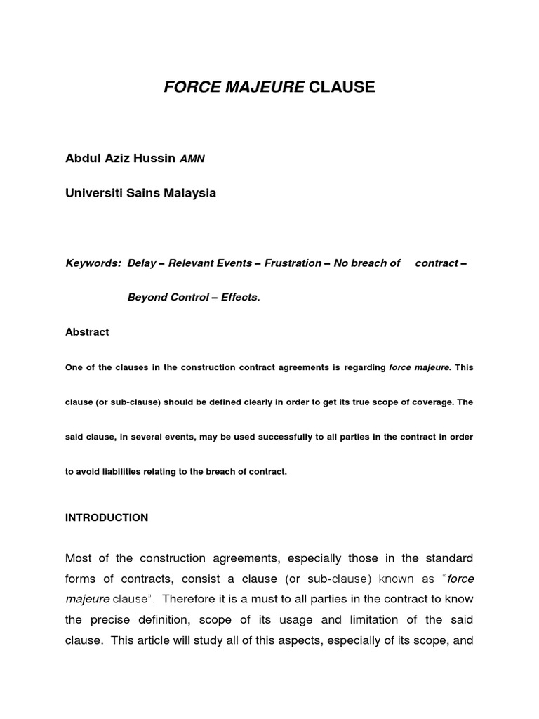 Force Majeure | Download Free PDF | Business Law | Government Information
