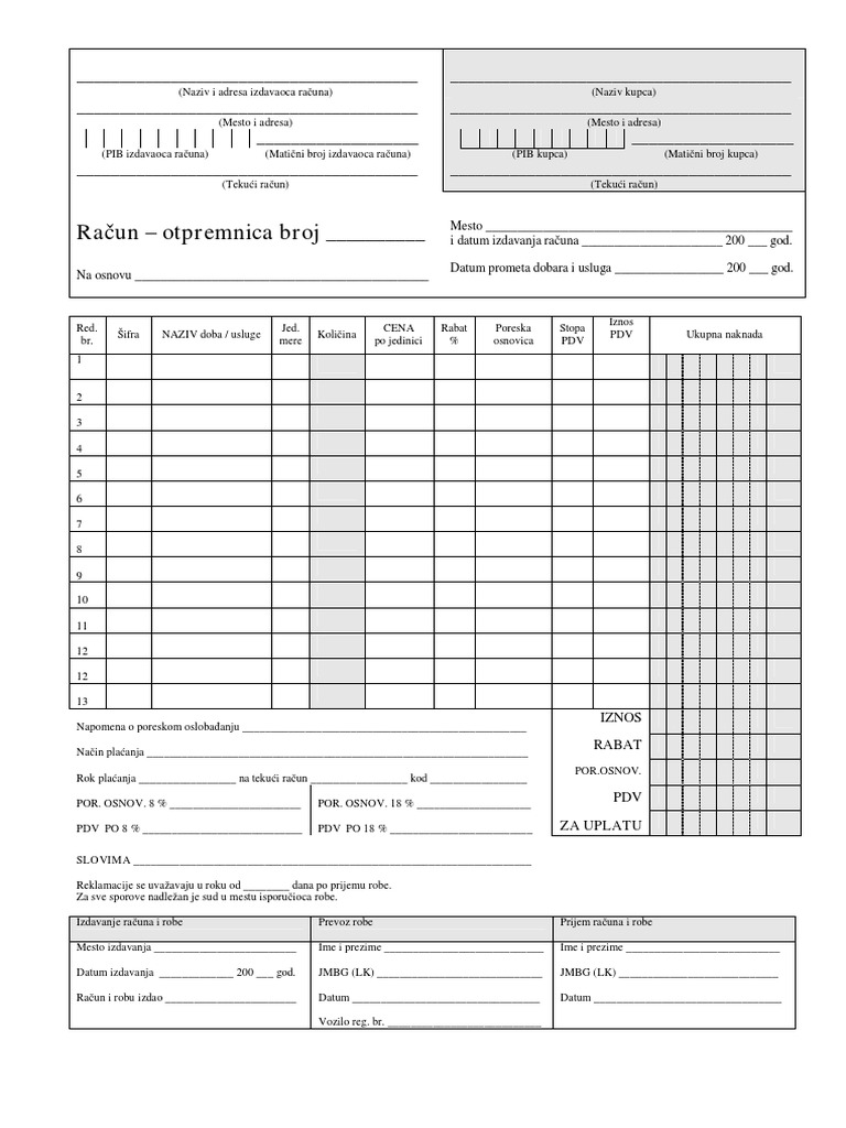 Racun-Otpremnica FAKTURA | PDF