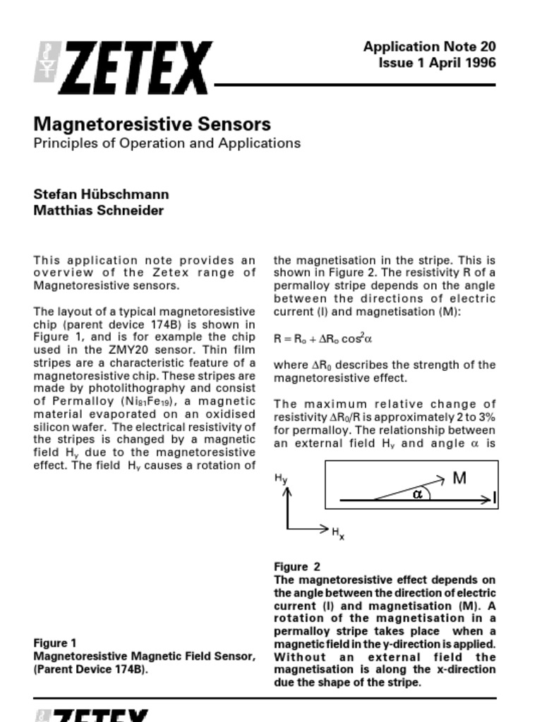 Magnetoresistive Sensors: Principles of Operation and Applications | PDF | Sensor | Resistor