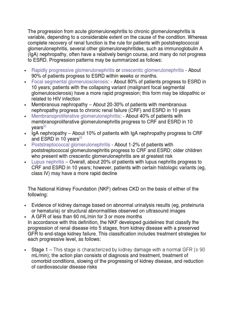The Progression From Acute Glomerulonephritis To Chronic ...