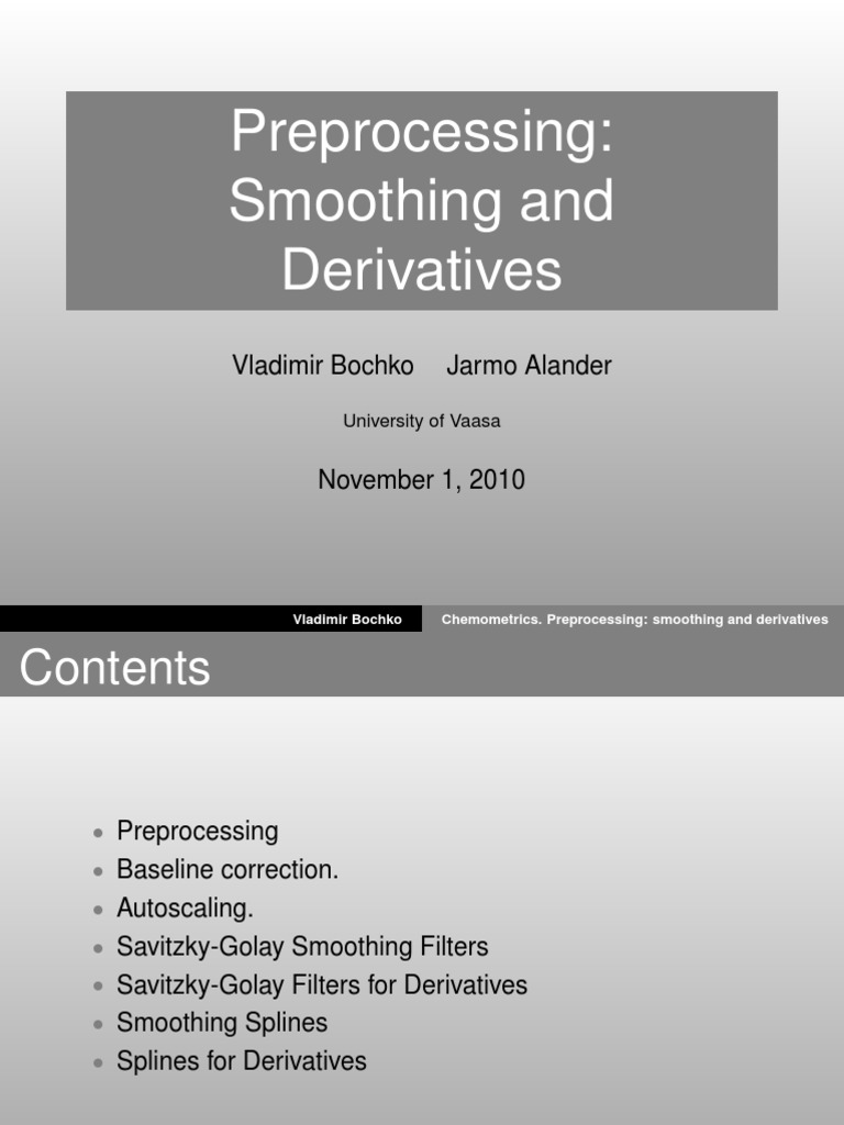 Preprocessing Smoothing and Derivatives | PDF | Spectral Density ...