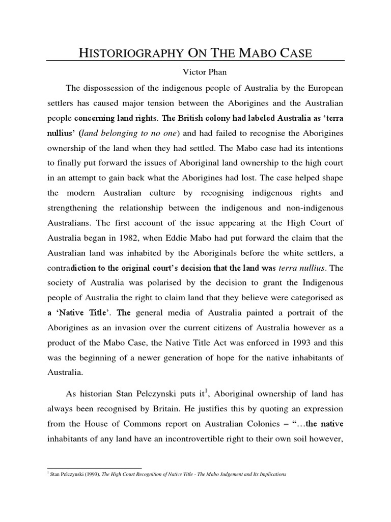 The Mabo Case | PDF | Indigenous Australians | Australia