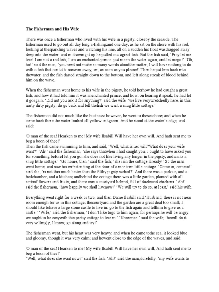 The Fisherman and His Wife | PDF