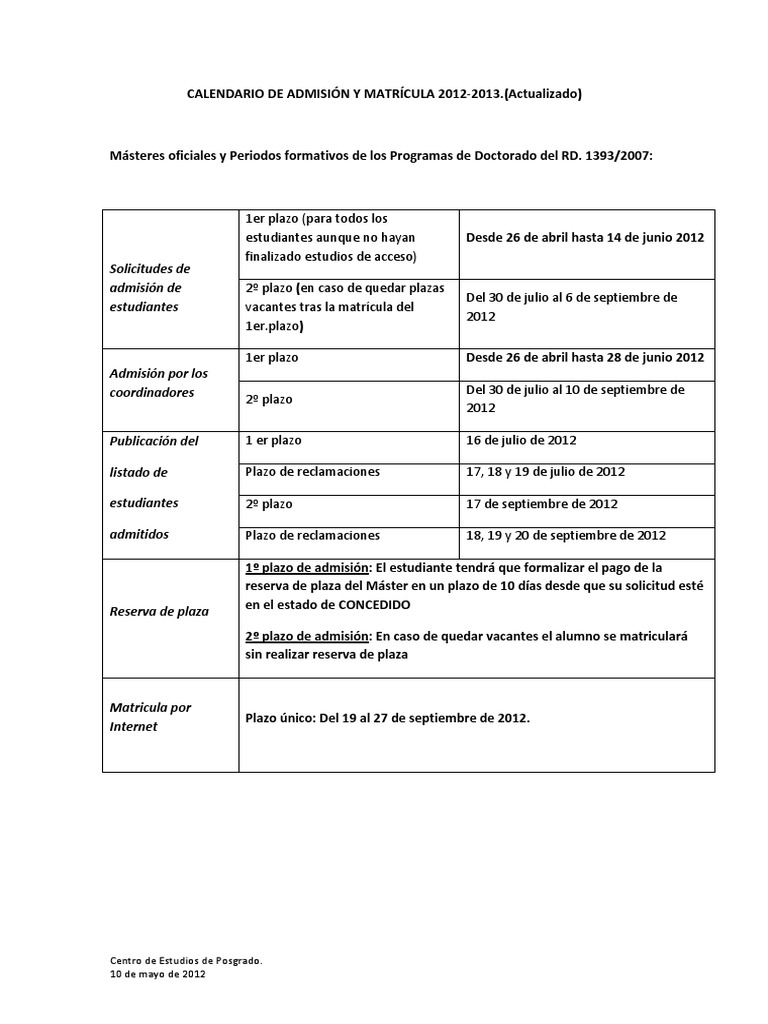 Calendario Matr-Cula | PDF