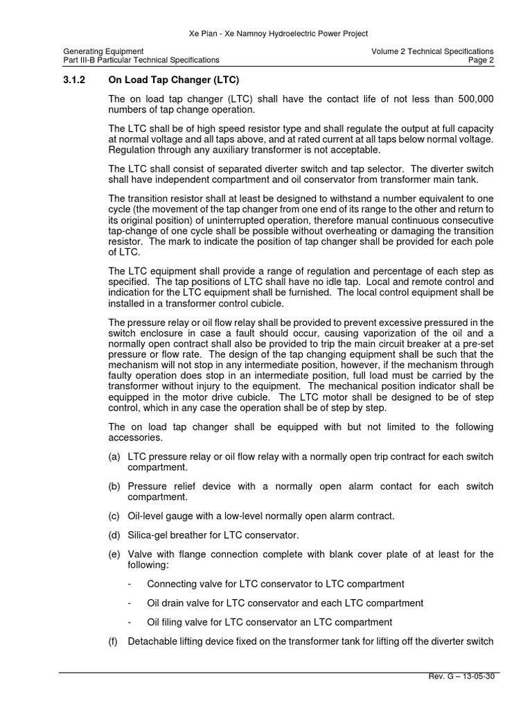 OLTC Specification | PDF | Switch | Relay