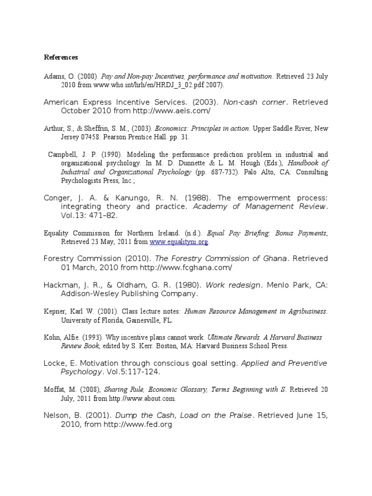 References For Motivation and Incentives | PDF | Motivation | Motivational