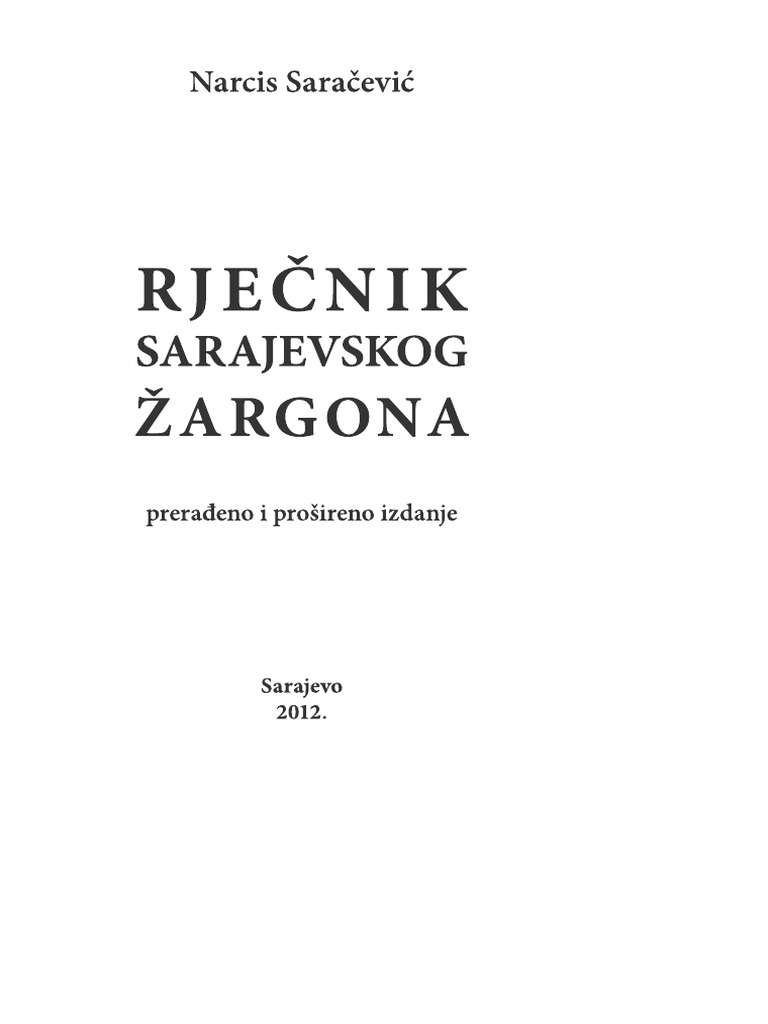 Rjecnik Sarajevskog Zargona | PDF