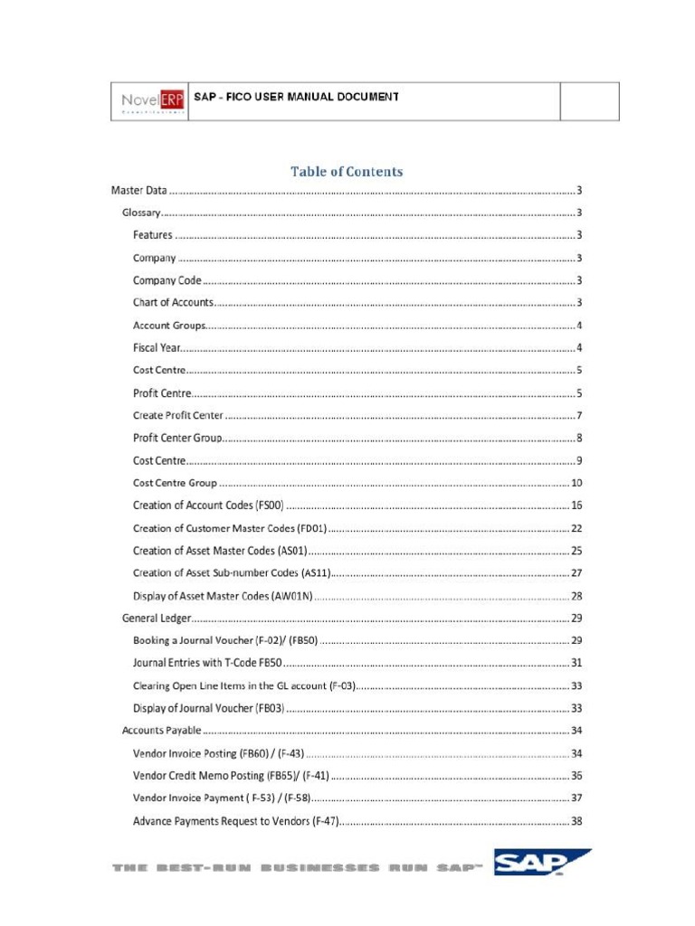 Sap Fi User Manual Document PDF | PDF