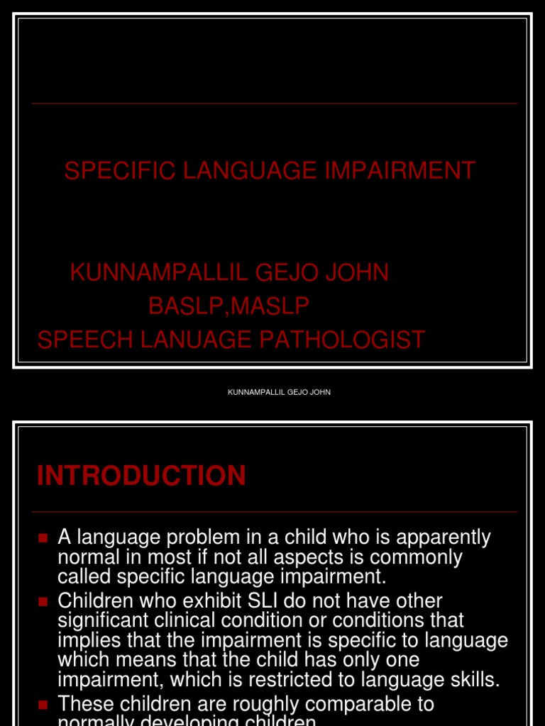 Specific Language Impairment | Morphology (Linguistics) | Aphasia