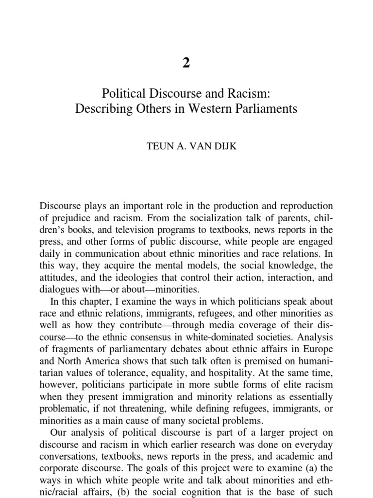Political Discourse and Racism | PDF | Racism | Discrimination & Race ...