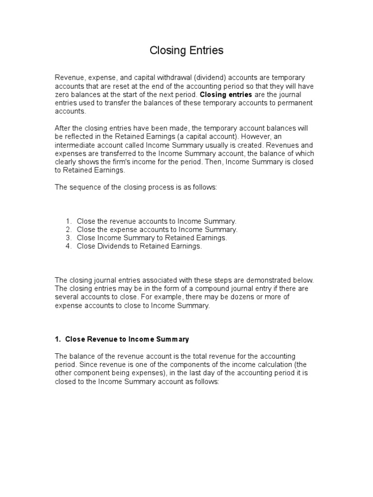 Closing Entries Examples