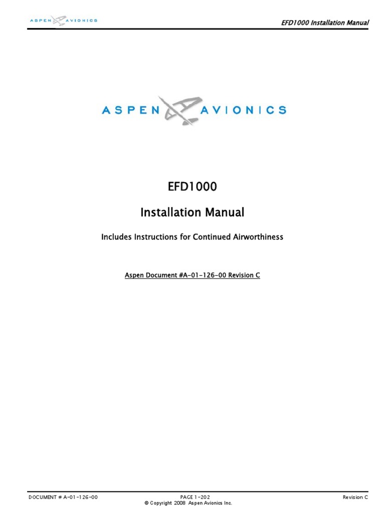Efd1000 PFD and Efd1000 MFD - Installation Manual | PDF | Avionics ...